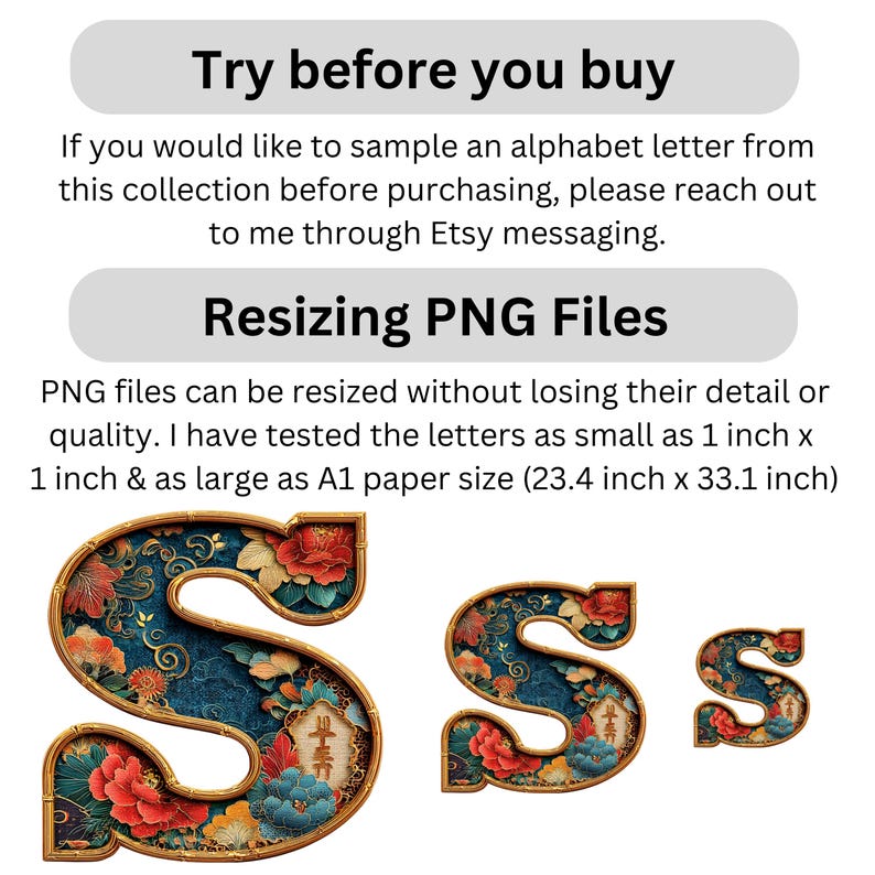 Asian Clipart Alphabet: Oriental Letters, Bamboo Design (PNG Digital ...