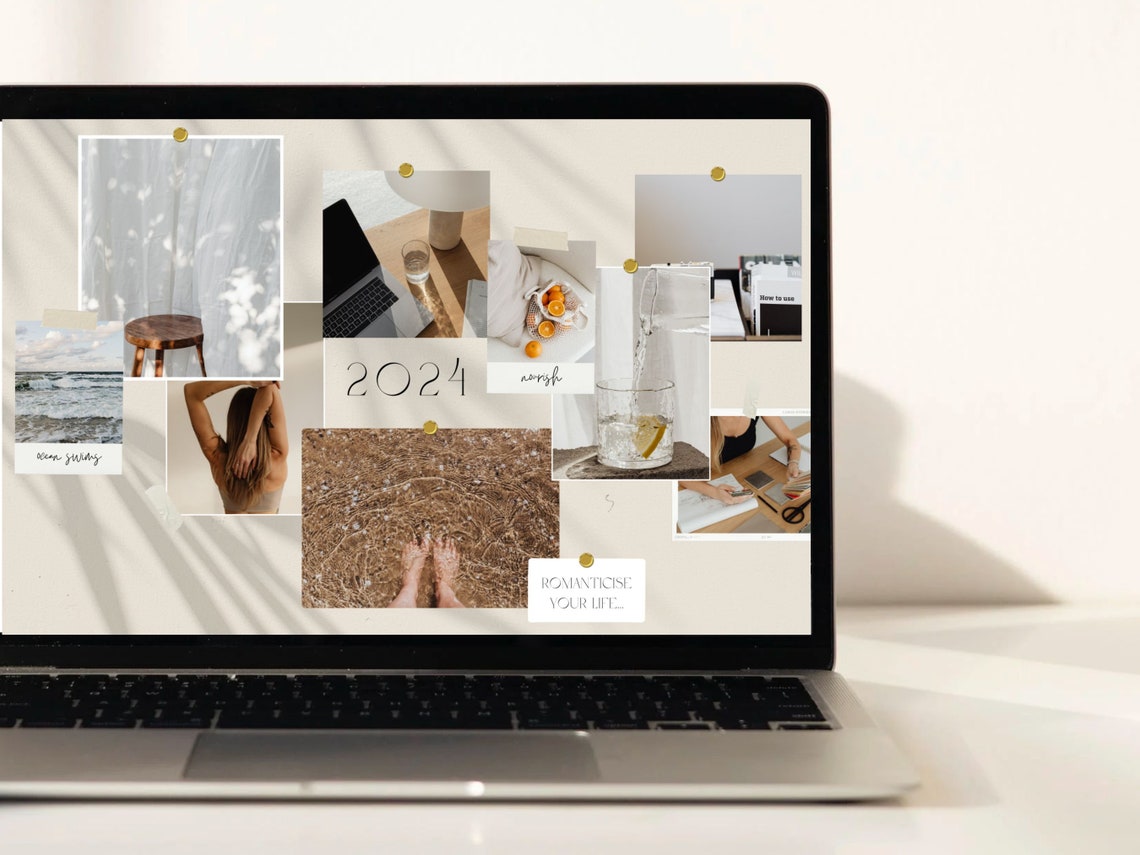 2024 Digital Vision Board Canva Template Vision Board Template, Vision ...