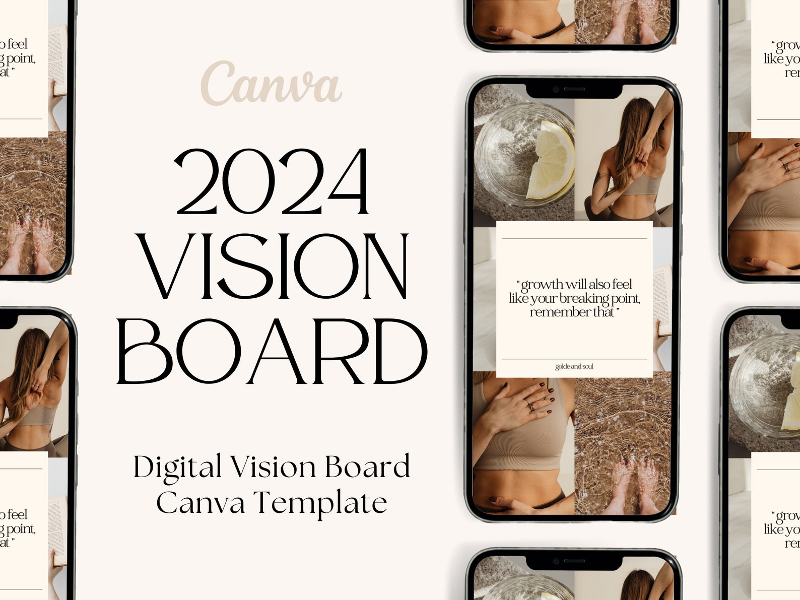 2024 Digital Vision Board Canva Template Vision Board Template, Vision Board Template Canva ...