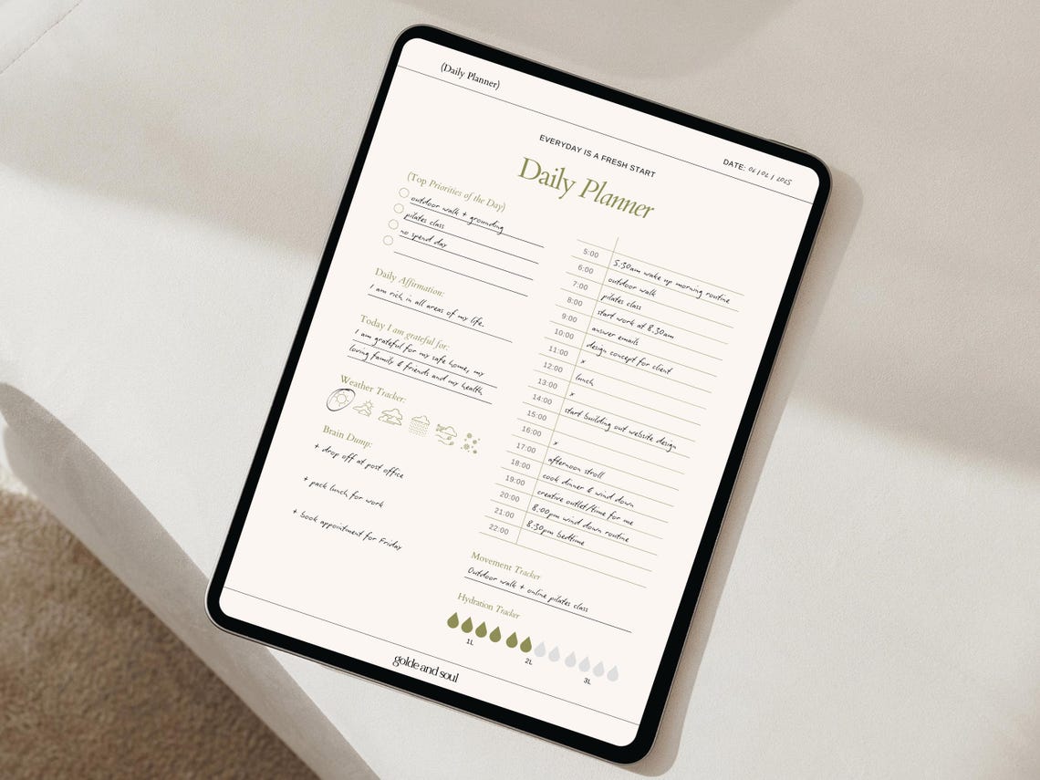A4 Daily Planner Template: Printable Journal & Habit Tracker (canva ...