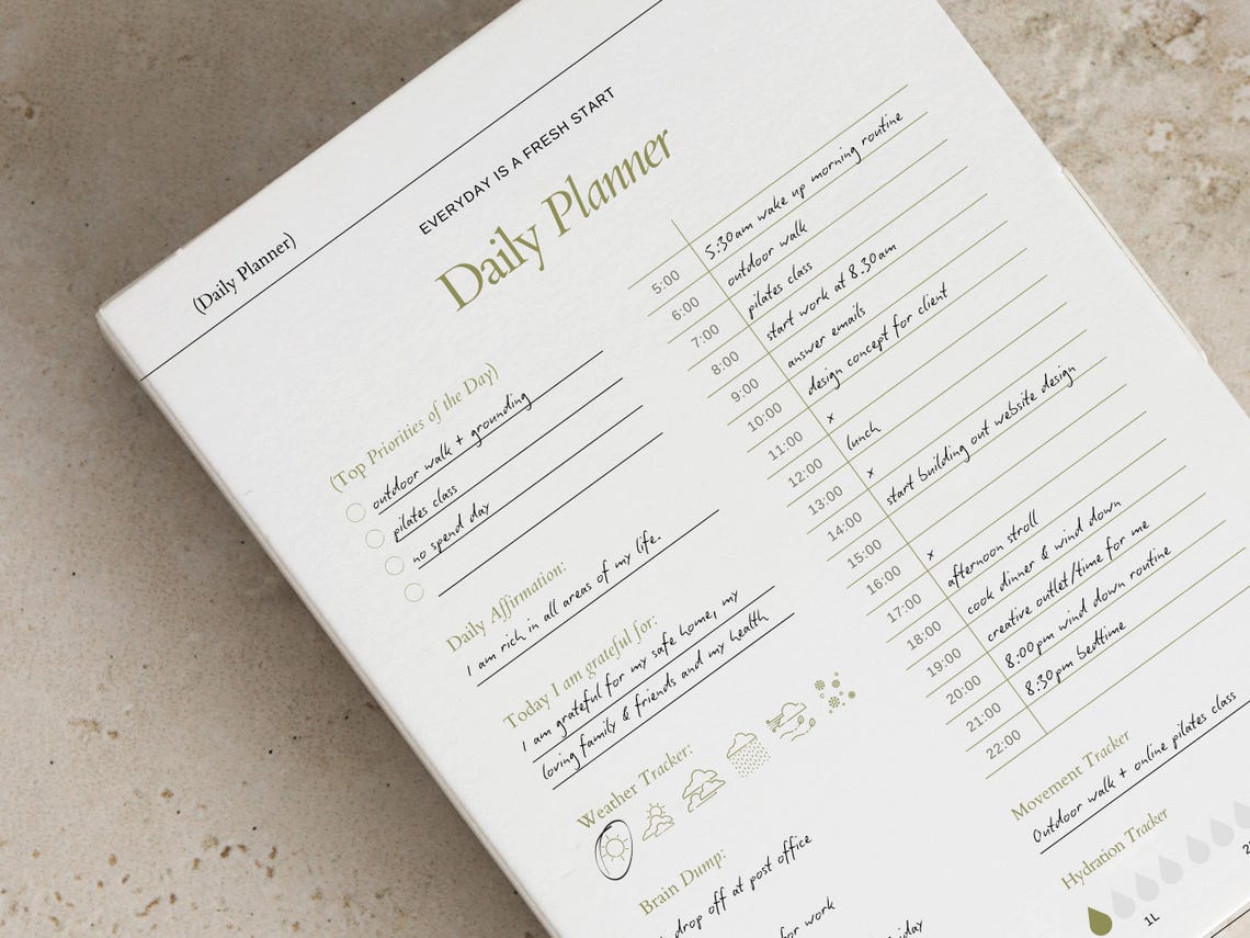 A4 Daily Planner Template: Printable Journal & Habit Tracker (canva ...