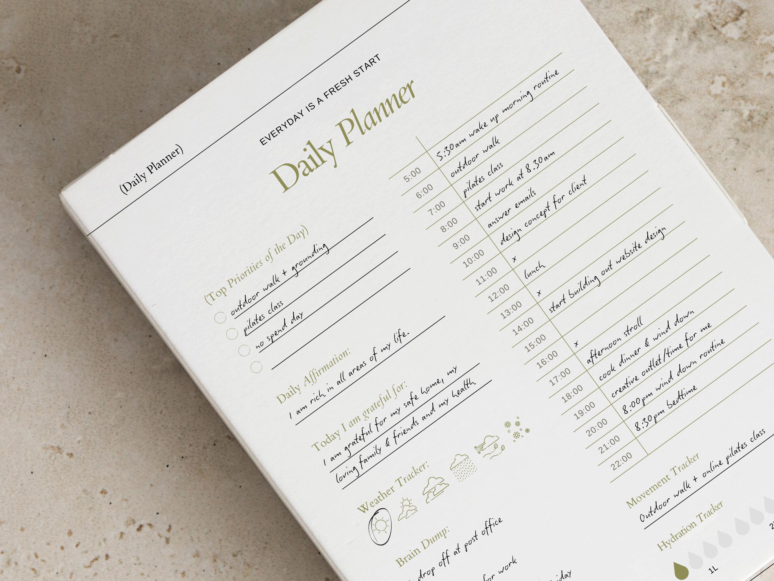 A4 Daily Planner Template: Printable Journal & Habit Tracker (canva ...