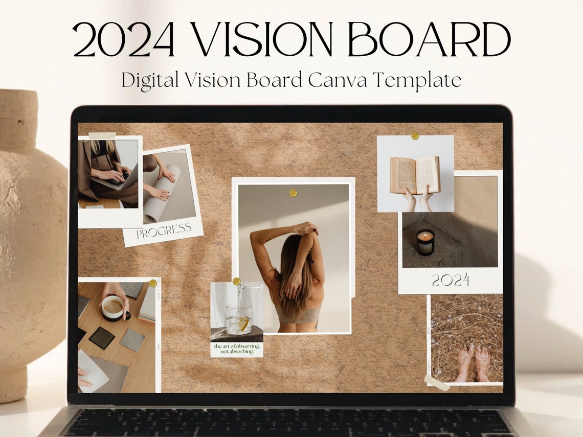 2024 Digital Vision Board Canva Template Vision Board Template Vision