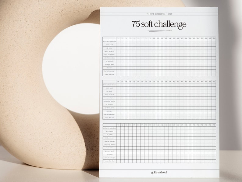 2024 75 Soft Challenge Canva Template | A4, A3 & A2 Printable Habit ...