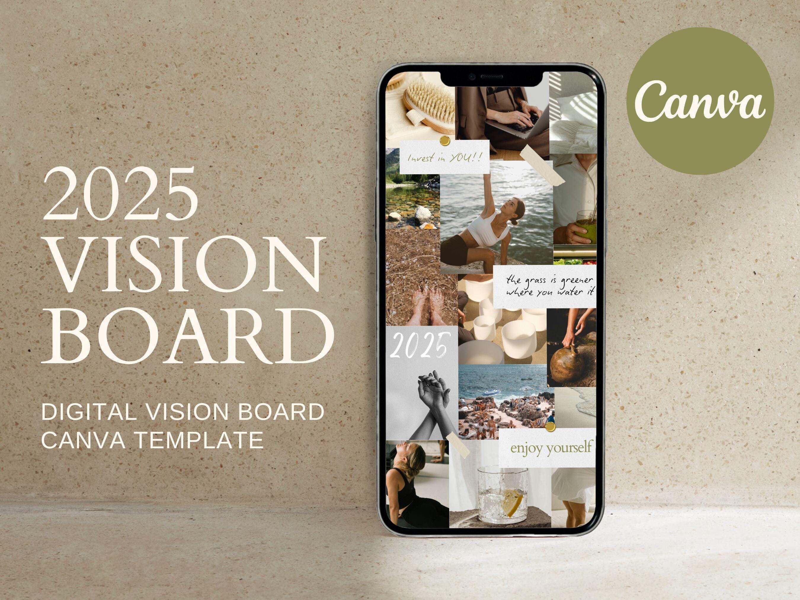 2025 Digital Vision Board Canva Template | Vision Board Phone/iphone ...