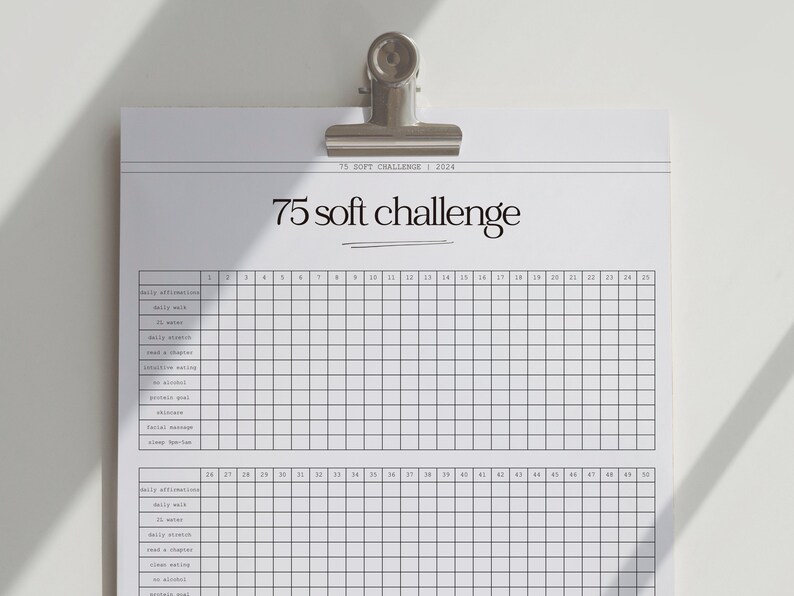 2024 75 Soft Challenge Canva Template | A4, A3 & A2 Printable Habit ...