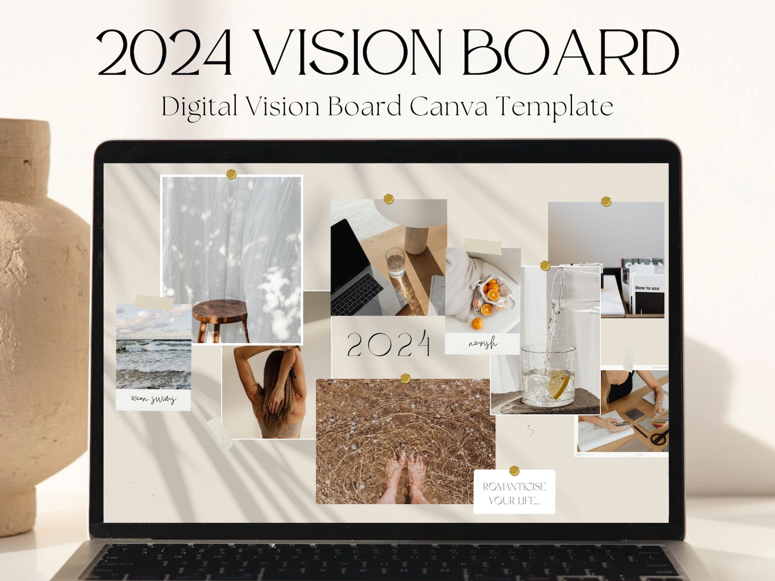 2024 Digital Vision Board Canva Template Vision Board Template, Vision ...