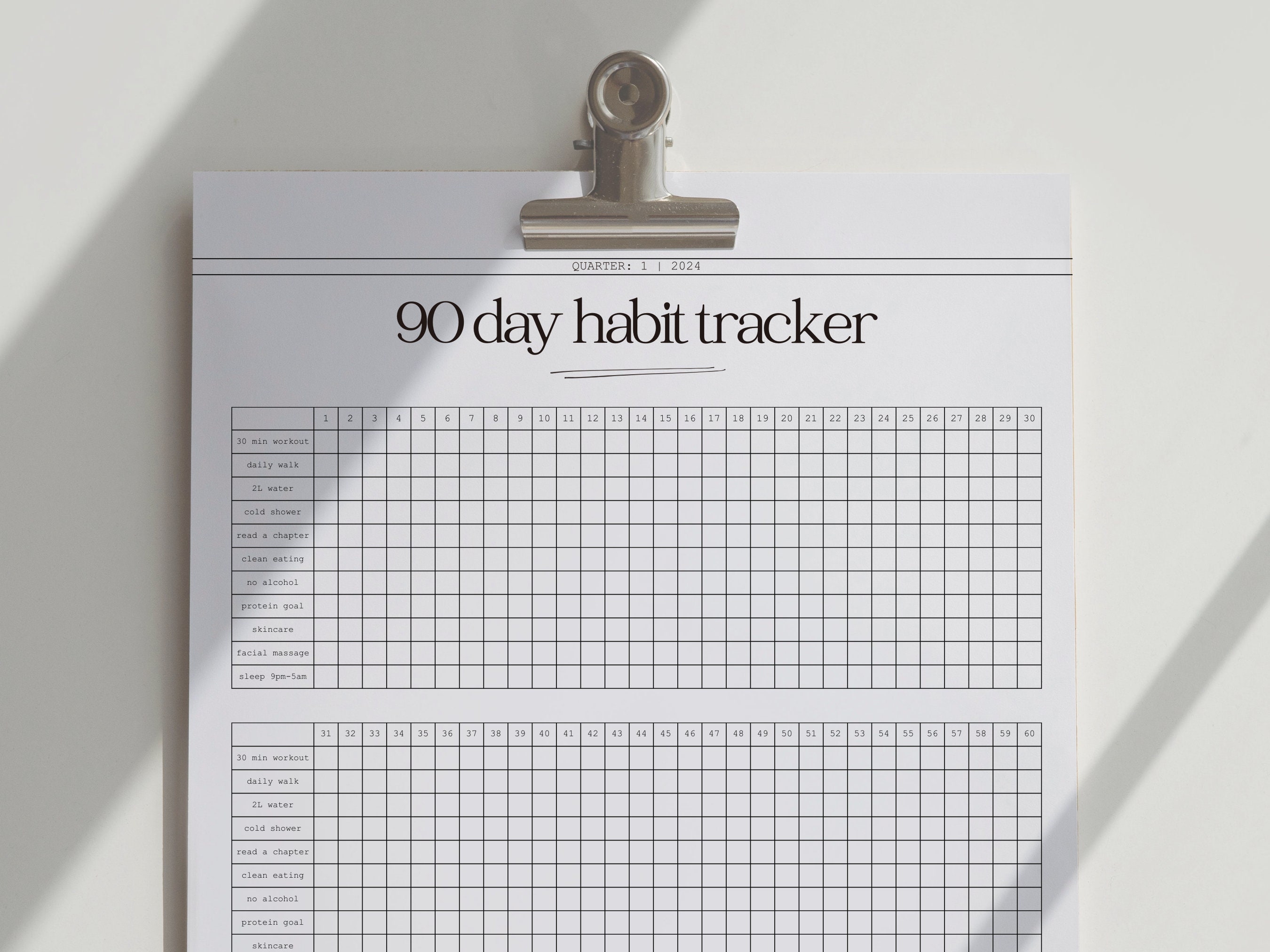 2024/2025 Digital 90 Day Habit Tracker Canva Template | A4, A3 & A2 ...