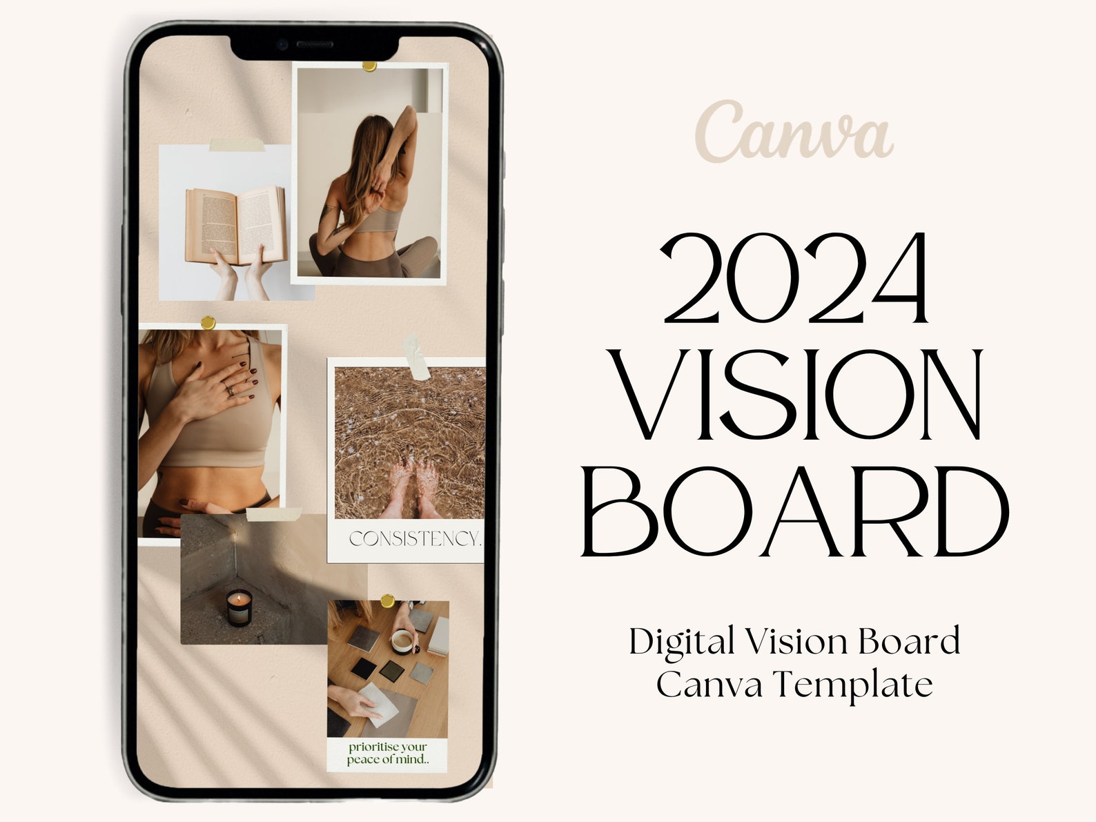 2024 Digital Vision Board Canva Template Vision Board Template, Vision Board Template Canva ...