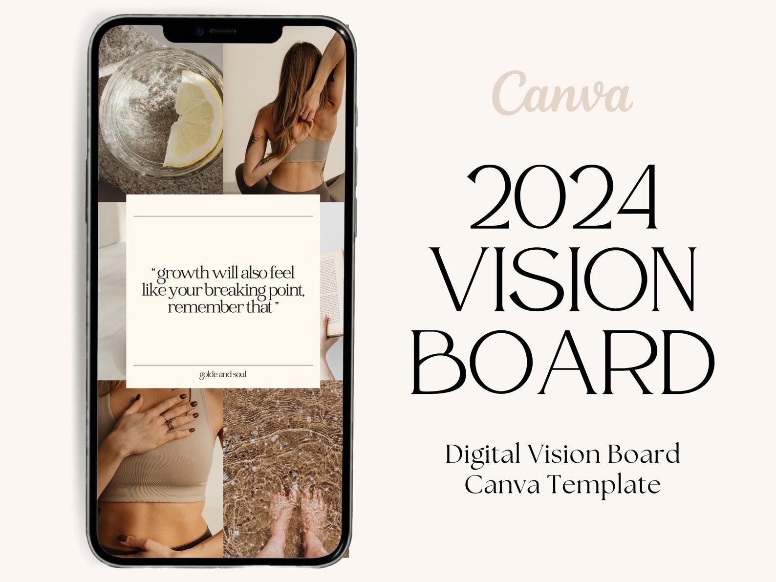 2024 Digital Vision Board Canva Template Vision Board Template, Vision ...