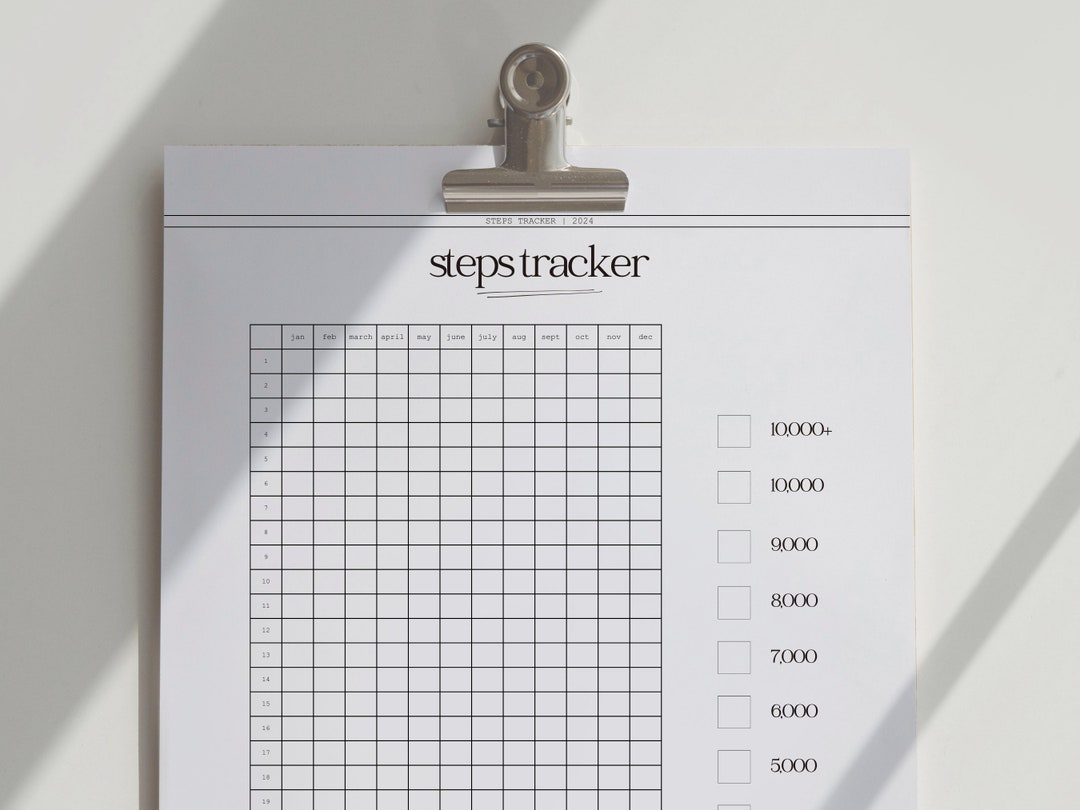 2024 Digital Yearly Steps Tracker Challenge Canva Template A4 Printable ...