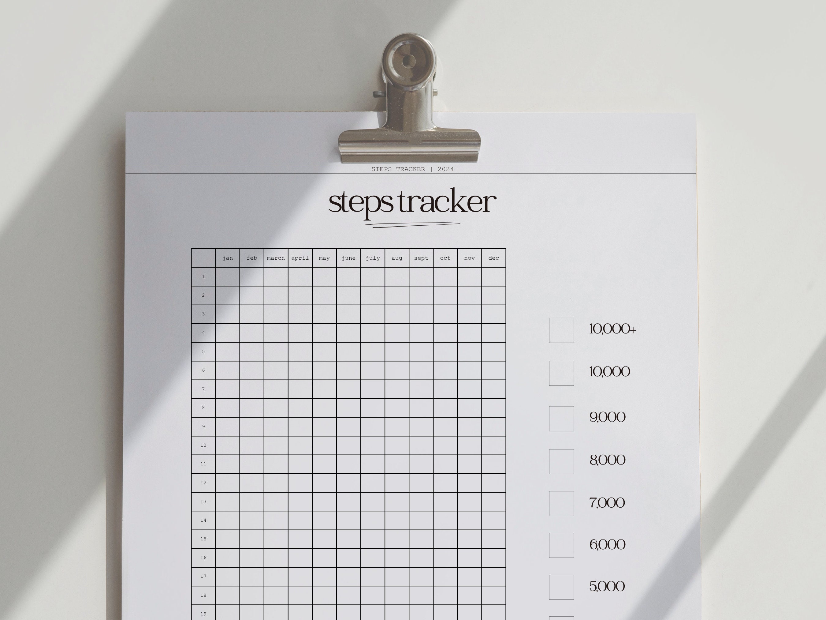 2024 Digital Yearly Steps Tracker Challenge Canva Template A4 Printable ...