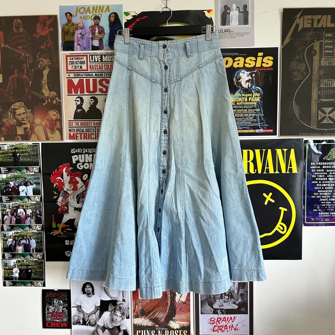 Vintage Valman Blue Wash Denim Skirt - Etsy
