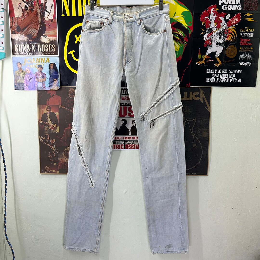 Vintage Levi’s 524 USA Punk Zipped Custom Design Distressed Denim - Etsy