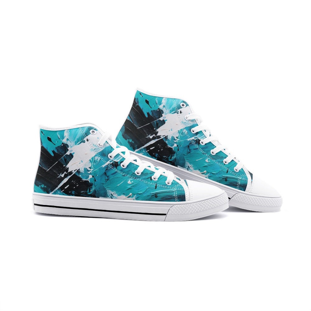 Abstract Shoes, High Top Canvas Shoes, Teal, Casual Shoes, Teal Shoes ...