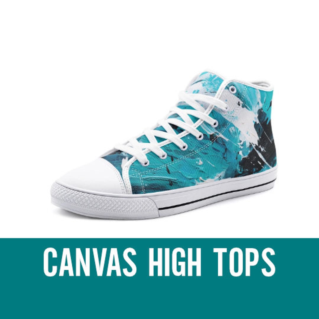 Abstract Shoes, High Top Canvas Shoes, Teal, Casual Shoes, Teal Shoes ...