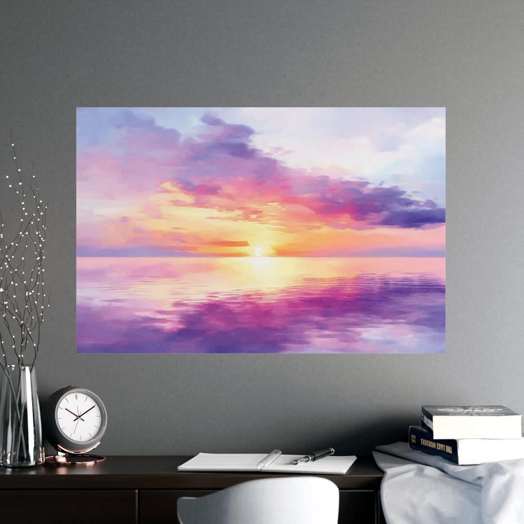 Pastel Sunset, Sunset Poster, Sunset Wall Art Print, Horizontal Posters ...