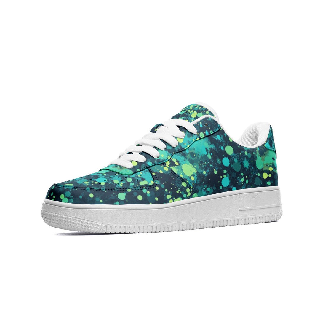 Teal Sneakers, Splatter Shoes, Leather Sneakers, Teal Splatter Sneakers ...