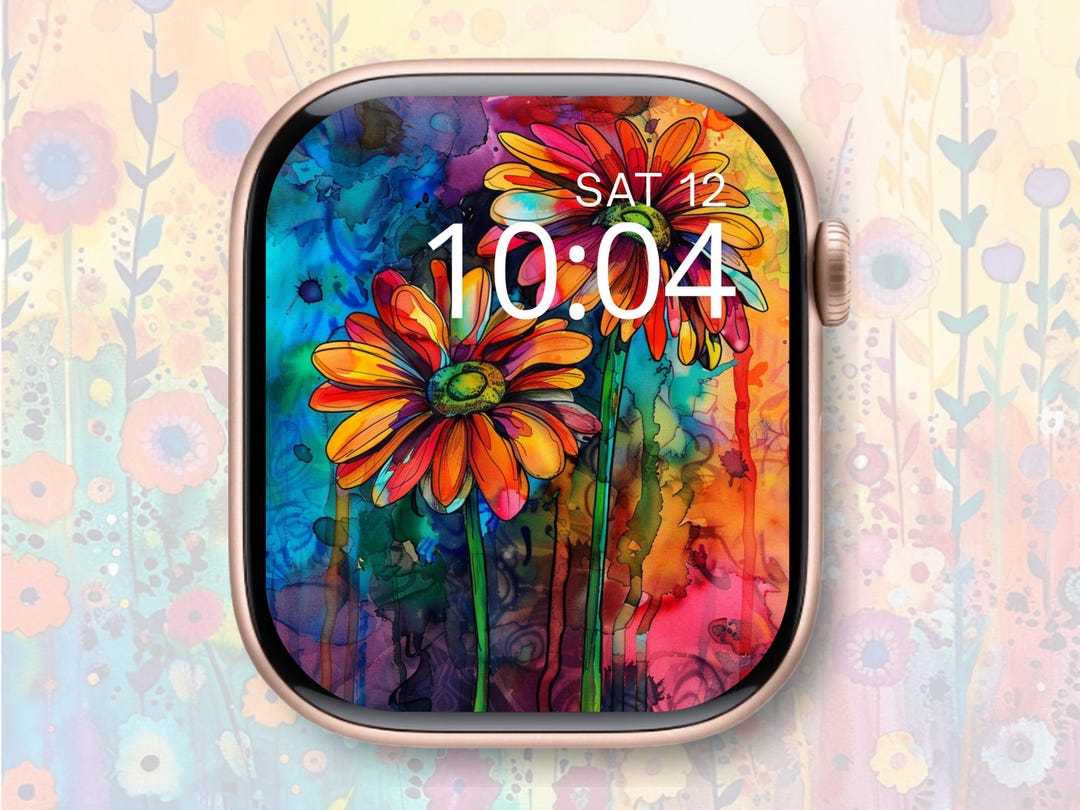 Watercolor Flowers | Rainbow Apple Watch Wallpaper | Floral Watch Face ...