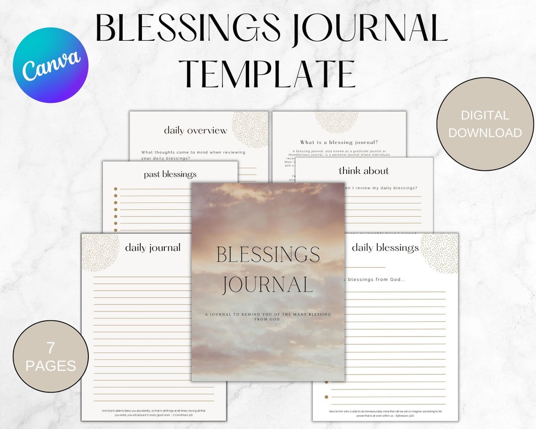 Blessings Journal Template, Gratitude Journal, Christian Workbook ...