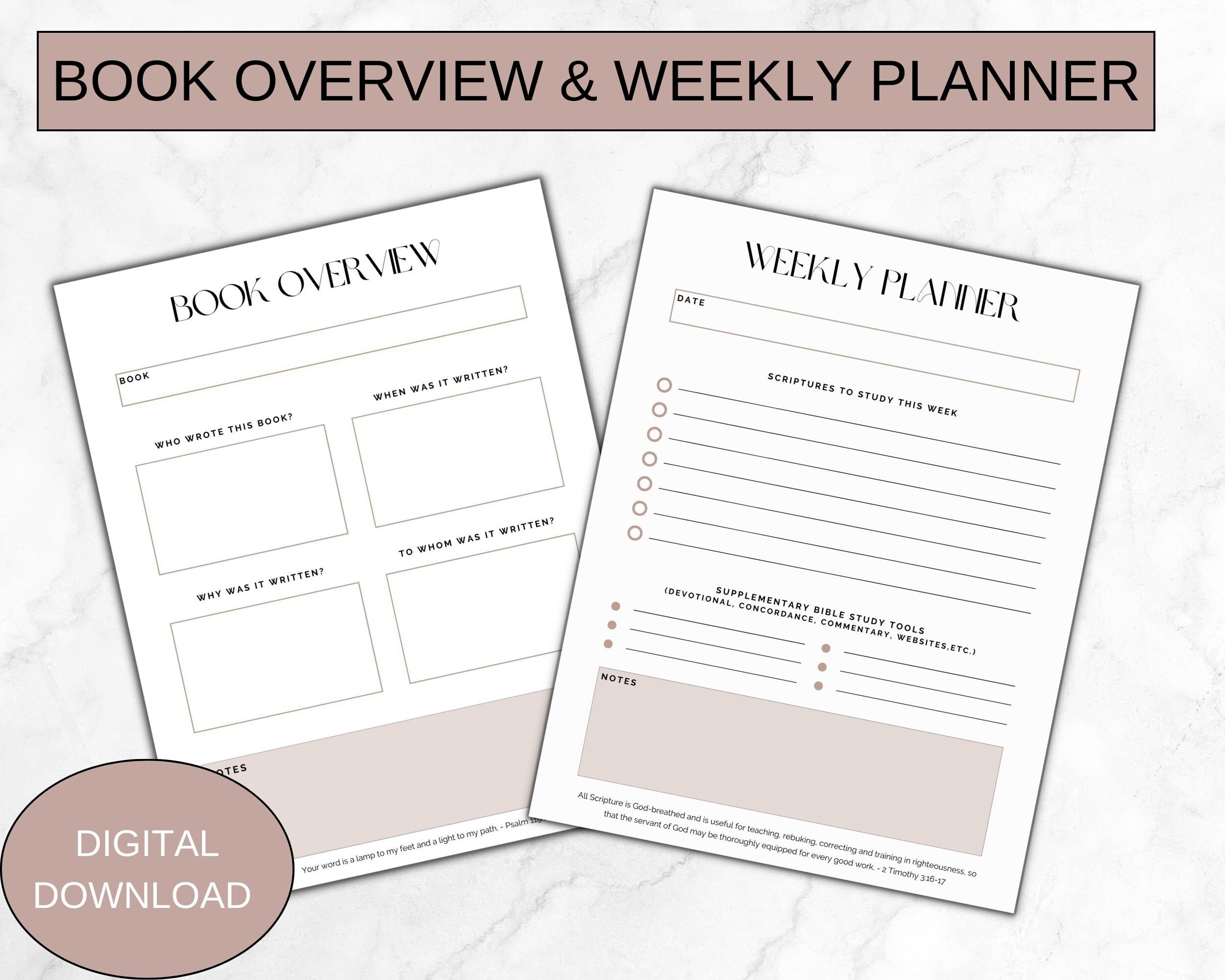 Bible Study Template | Canva Editable | Book Overview, Study Notes ...