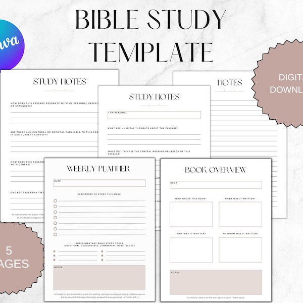 Weekly Bible Study Template - Etsy