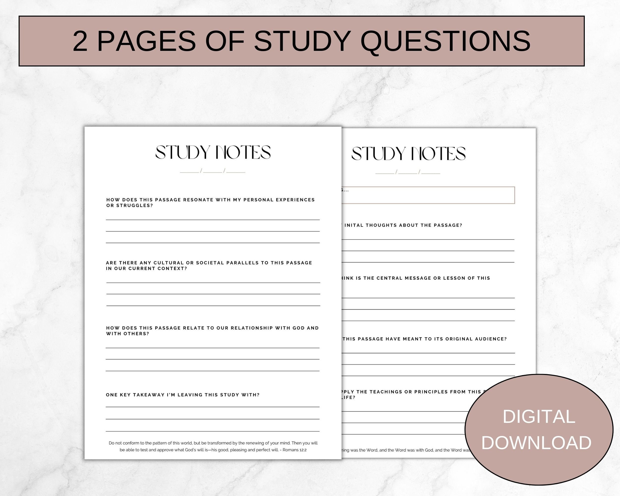 Bible Study Template | Canva Editable | Book Overview, Study Notes ...
