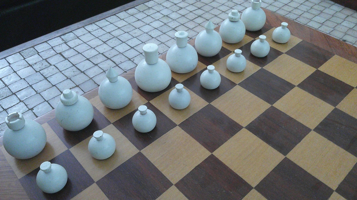Vintage Mid Century Abstract Chess Set & Board - Etsy