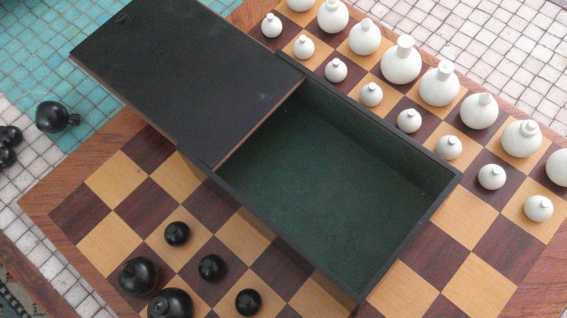 Vintage Mid Century Abstract Chess Set & Board - Etsy