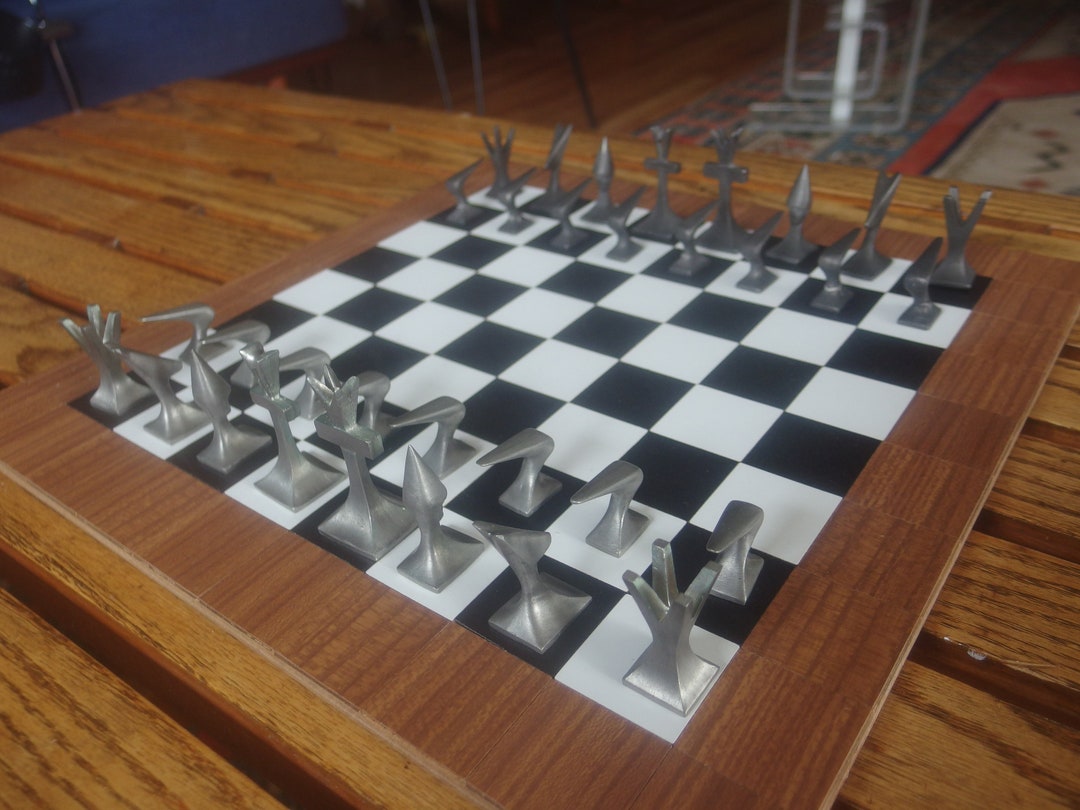 Vintage Mid Century Abstract Chess Set German - Etsy