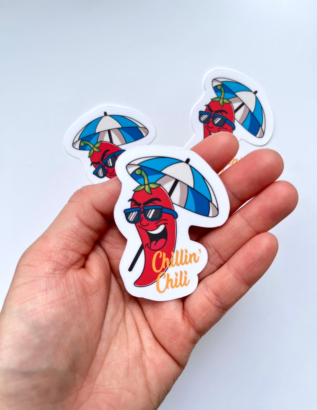 Chillin' Chili Vinyl Sticker: Fun Pun Decal - Etsy