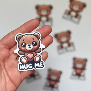 Teddy Bear Vinyl Sticker: Hug Me Die Cut Plushie - Etsy