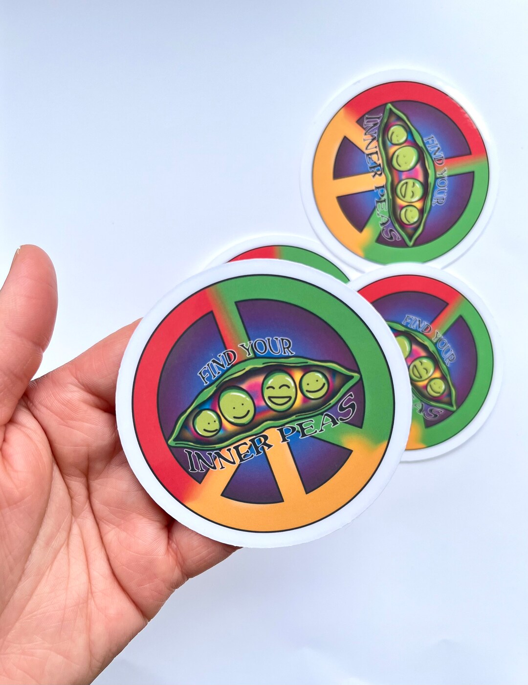 Find Your Inner Peas Sticker: Peace Sign Vinyl Decal - Etsy