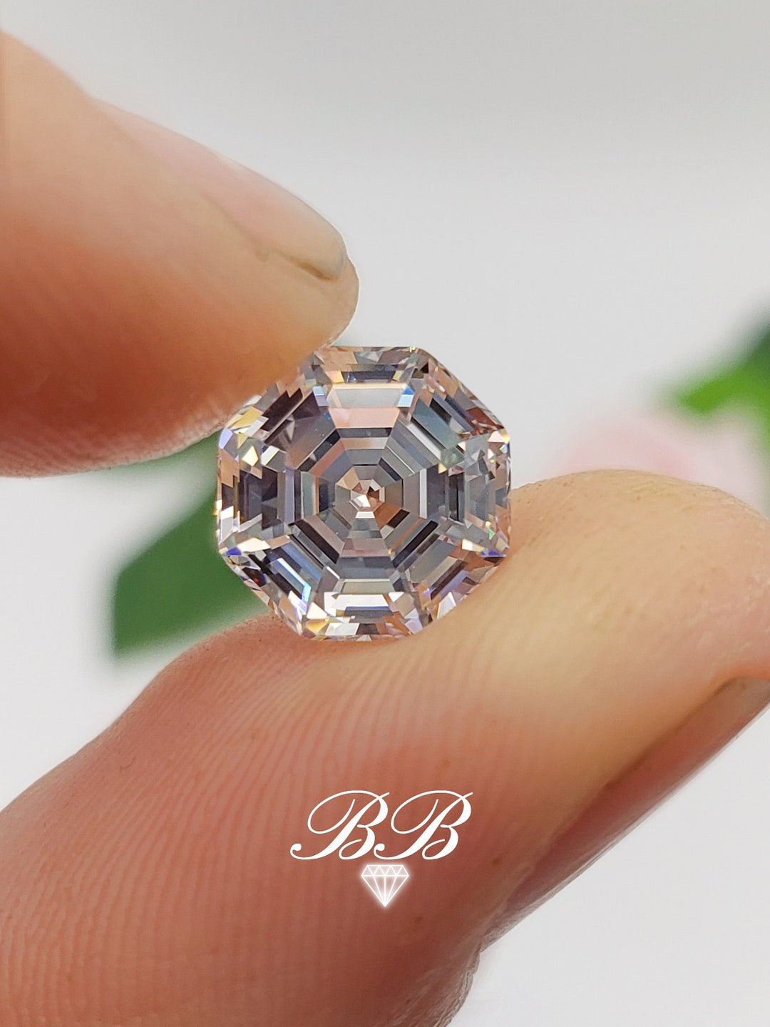 9mm White Colorless 8-sided Octagon Step Cut, 5A Cubic Zirconia, Loose ...