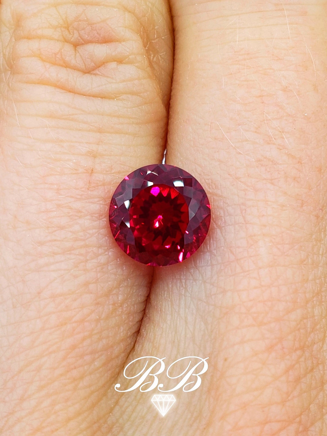 8mm Lab Created Red Ruby Portuguese Round Cut, 3A Quality, Lab Created ...