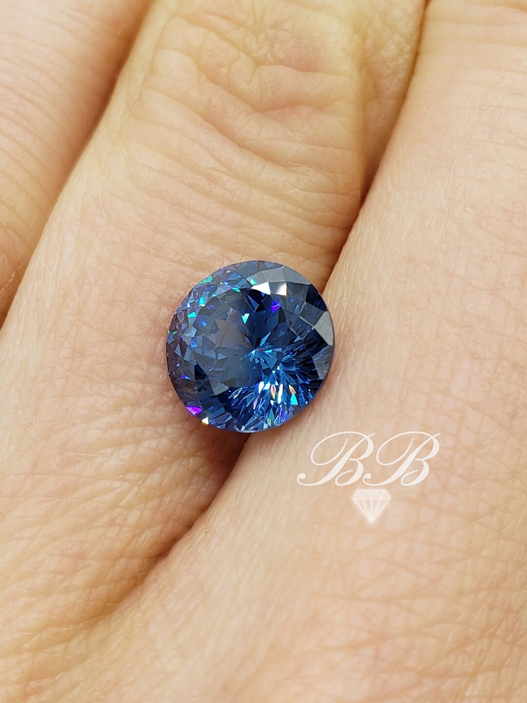 8mm Sapphire Blue Portuguese Round Cut, 5A Cubic Zirconia, Loose ...
