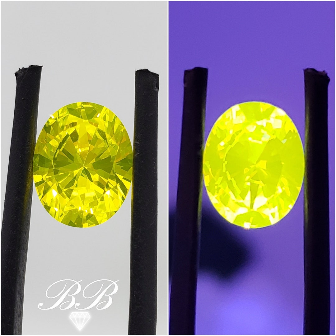 10x8mm YAG Yttrium Aluminium Garnet, Oval Cut, Yellow UV Glow Gemstone ...