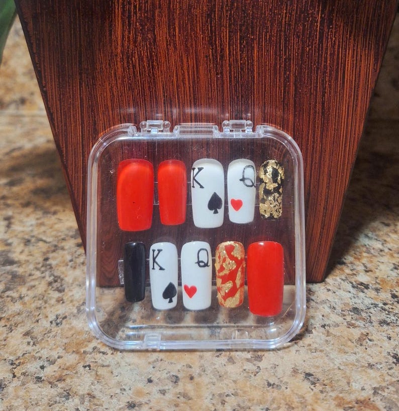 Red King and Queen Nails - Etsy