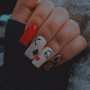 Red King and Queen Nails - Etsy