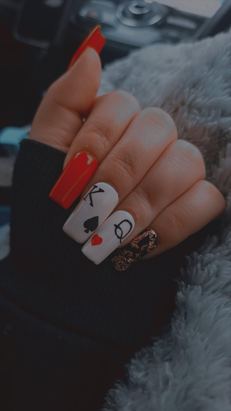 Red King and Queen Nails - Etsy