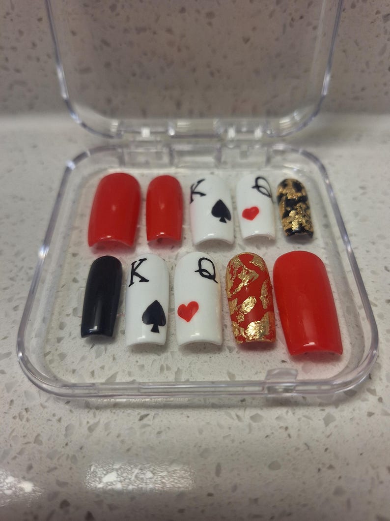 Red King and Queen Nails - Etsy