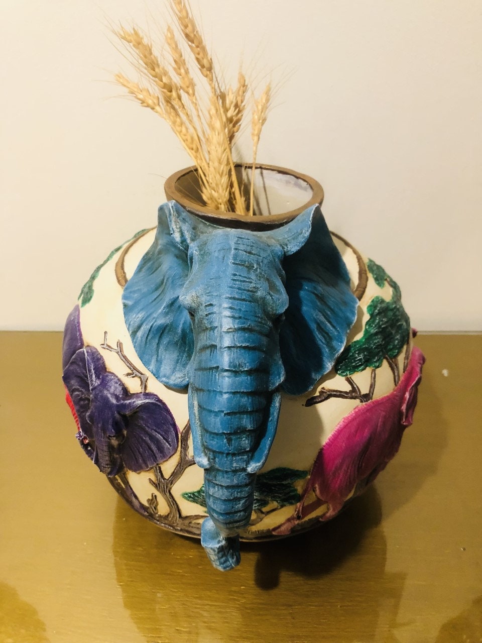 Hand Painted Animal Figured Vase,giraffe Figured Vase,elephant Vase ...