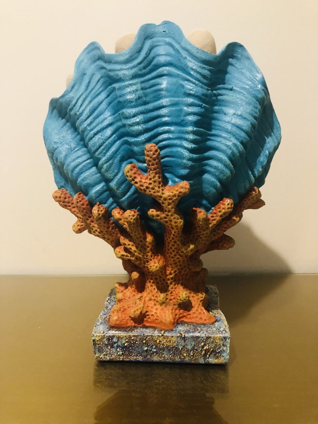 Hand Painted Decorative Sea Shell Sculpture, Sea Shell Statue, Home ...