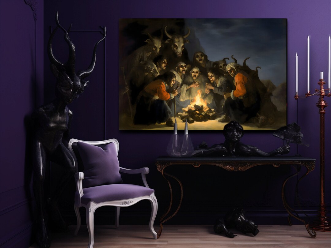 Demonic Gathering, Sinister Night Tales, Vintage-style Canvas, Dark ...