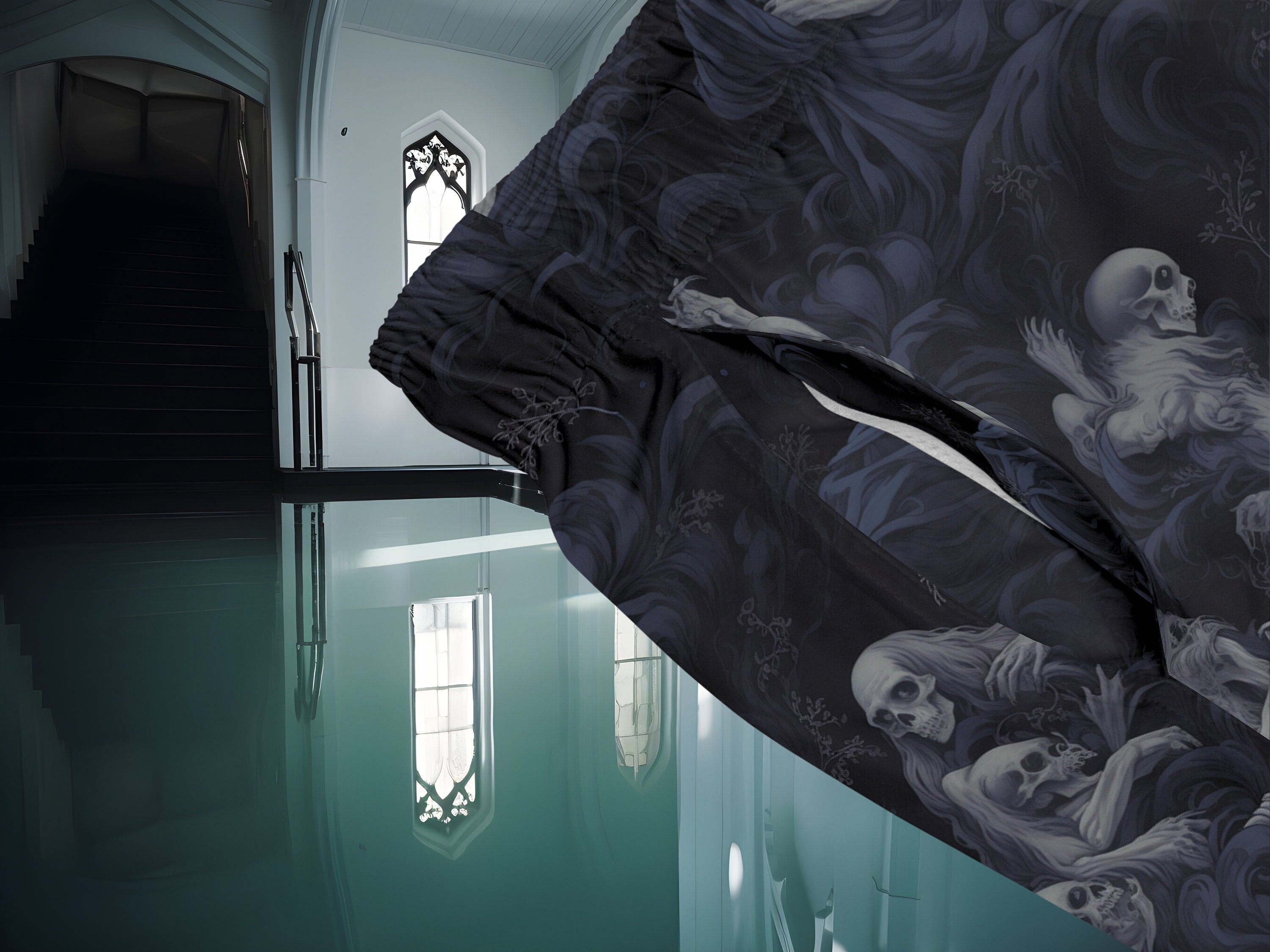 Gothic Ghostly Swimwear, Skeleton Embrace, Dark Underworld Design ...