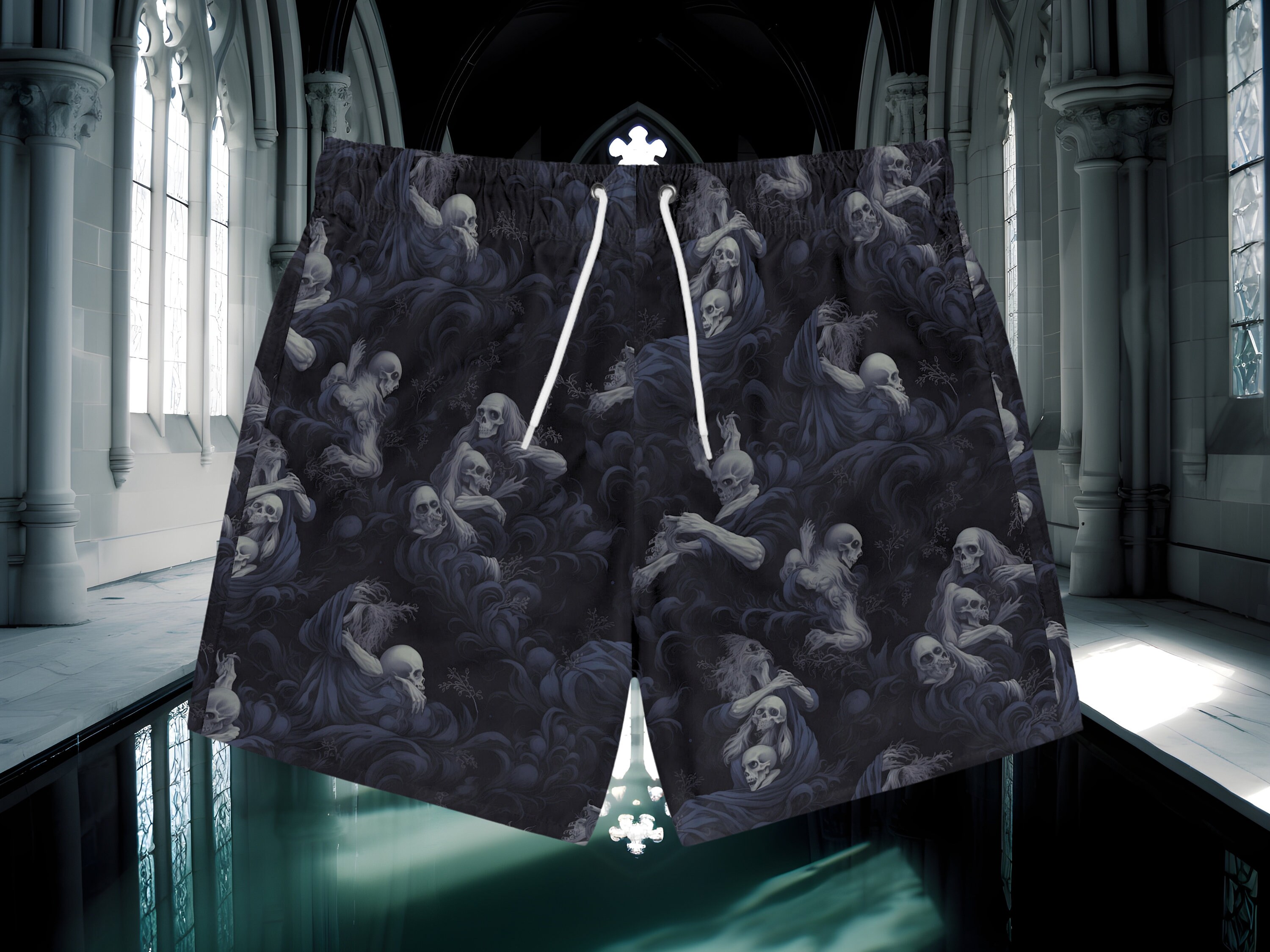 Gothic Ghostly Swimwear, Skeleton Embrace, Dark Underworld Design ...