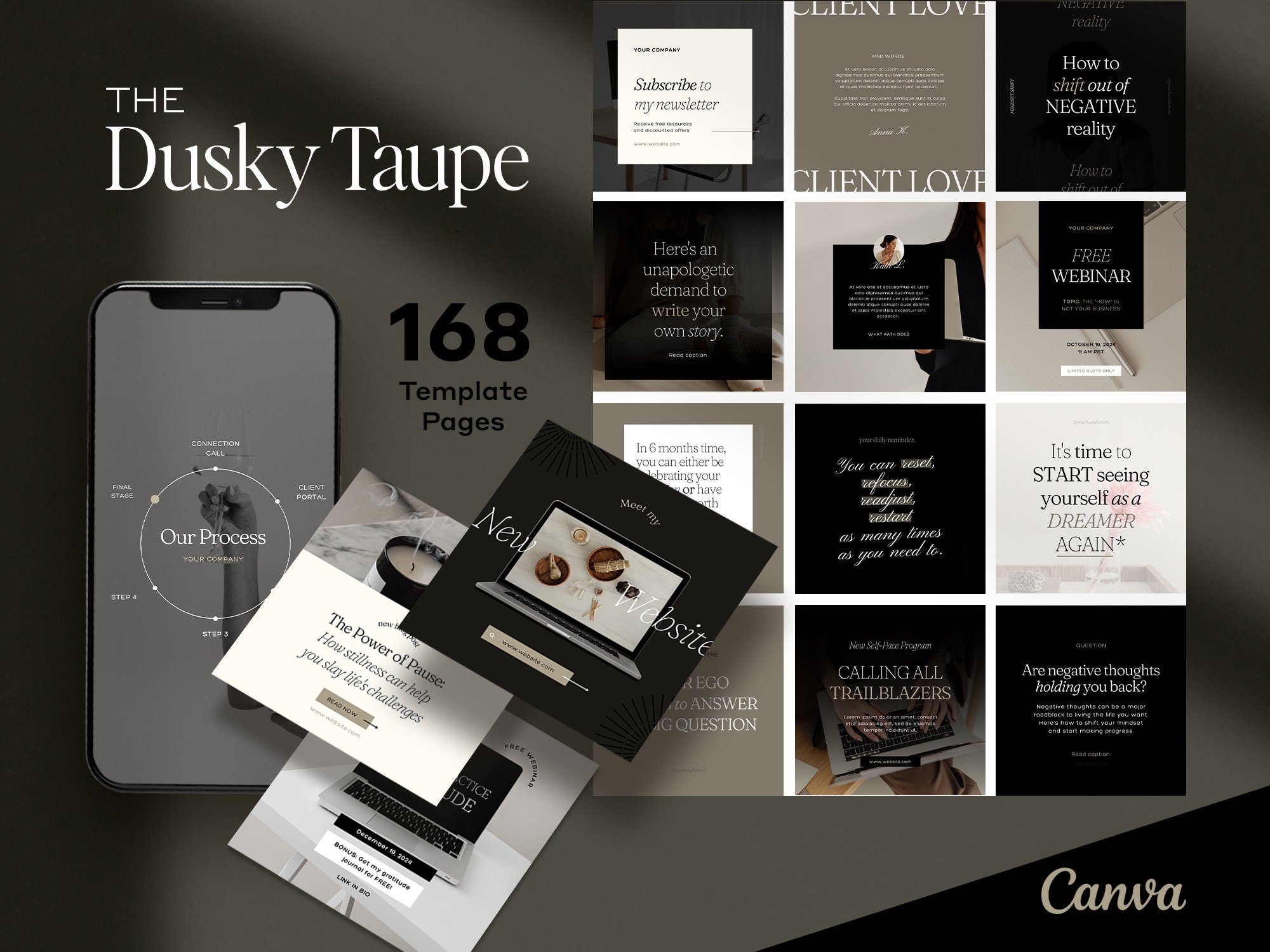 Dark Coach Instagram Canva Template | Service-based Businesses ...