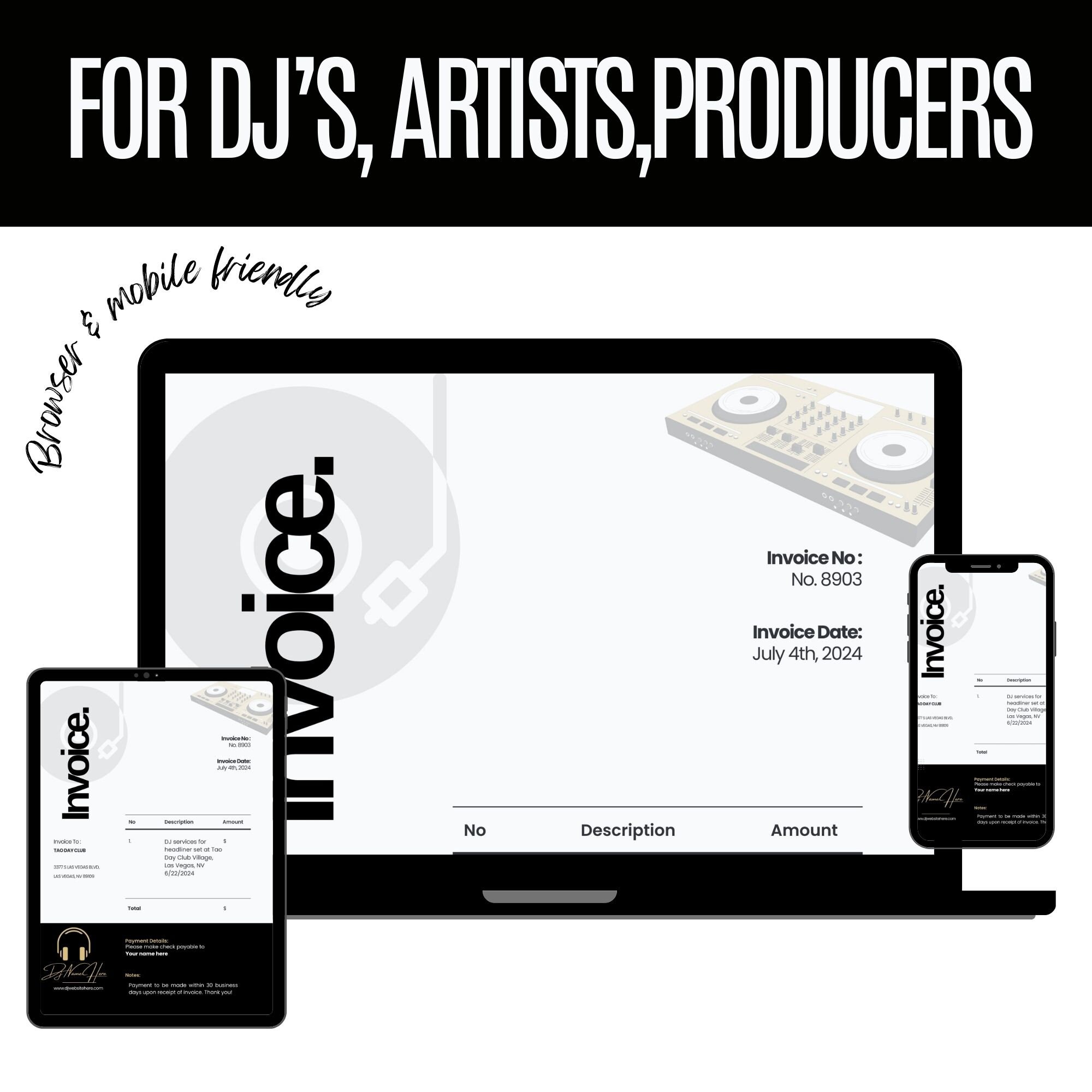 DJ Invoice Template: Editable Canva Design (PDF) - Etsy