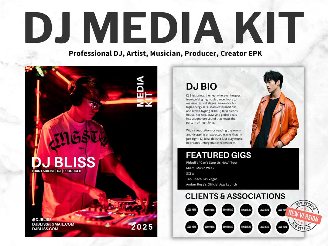 2025 DJ Press Kit DJ Epk Digital Template DJ Media Kit Canva Template ...