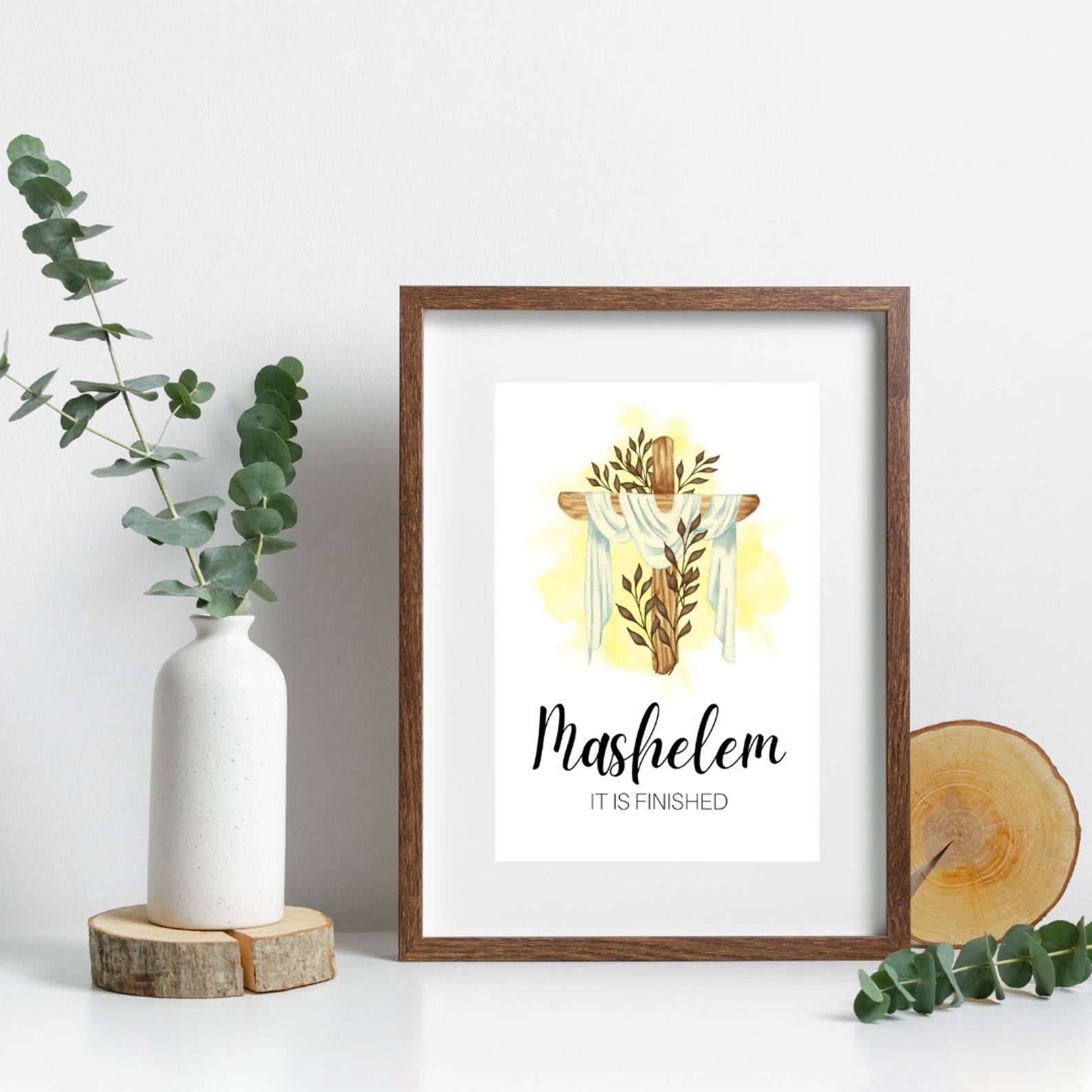 Mashelem - It is Finished Aramaic Wall Art, Easter Print, Easter Cross ...
